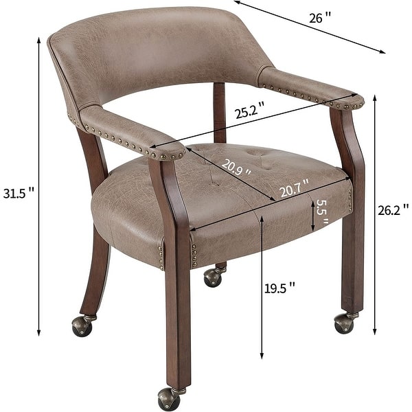 Dining Chairs with Casters Solid Wood Frame Poker Table Chairs - Bed ...