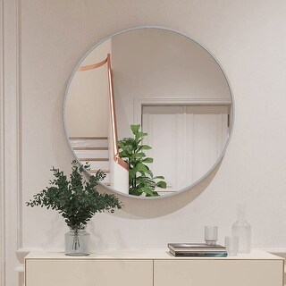 32 Inch Modern Round Wall Mount Mirror - Bed Bath & Beyond - 36859527