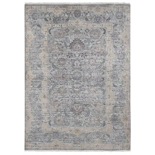 Hand Knotted Green Transitional with Wool & Pure Silk Oriental Rug (10 ...