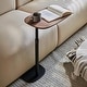 Minimalist C-Shaped Side Table with Adjustable Height & Swivel Top, Walnut Wood, for Living Room ...