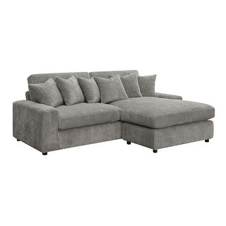 Indica Tavia Grey Sectional Sofa with 6-Pillow - Bed Bath & Beyond - 39867501