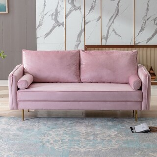 Modern Velvet Fabric Sofa Removable Back Loveseat Sofa with Side Pocket ...