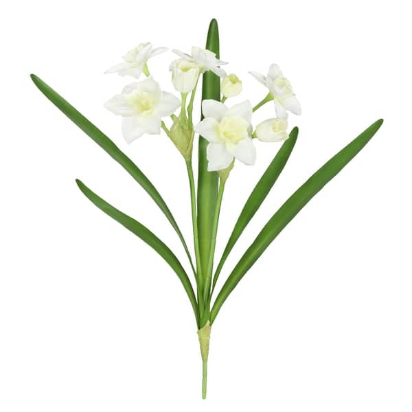 Set of 3 Cream White Artificial Daffodil Flower Stem Bush Bouquet 22in ...