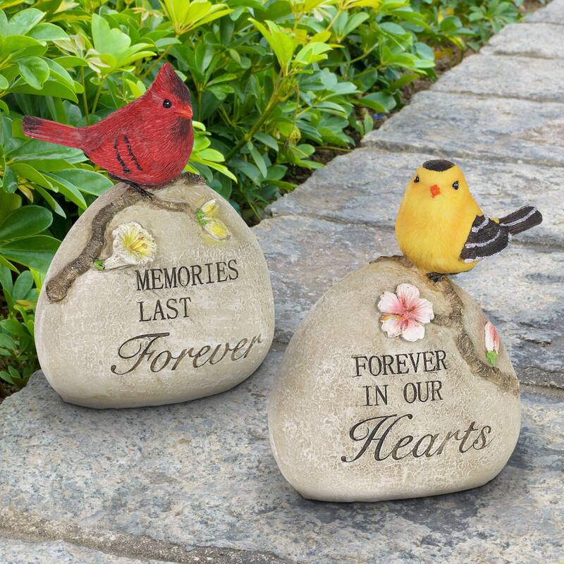Exhart Memorial Garden Rock Statues with Birds, 6 Inch - Overstock ...
