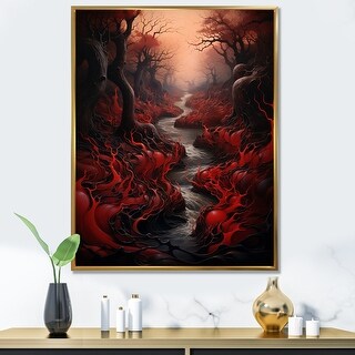 Designart "Fantasy Landscape Veins Of The Void " Surrealism Framed Wall ...