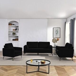 Corduroy Sectional Sofa Sets, Living Room Thick Back Loveseat Sofa ...