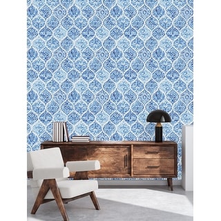 Blue Design Wallpaper Peel and Stick and Prepasted - Bed Bath & Beyond ...