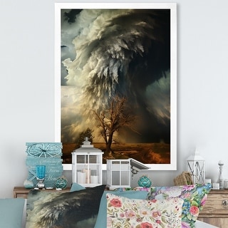 Designart "Storm Twisting Elements In" Storms Framed Wall Art Living ...