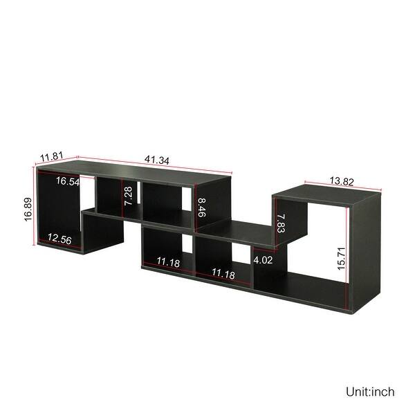 Abstract Living Room Black Bookcase Double L-Shaped Low Floor TV Stand ...