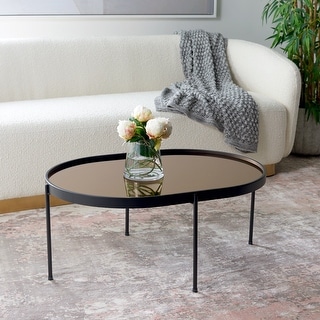 SAFAVIEH Emmerich Mirrored Oval Coffee Table - 32 in. W x 23 in. D x 14 ...