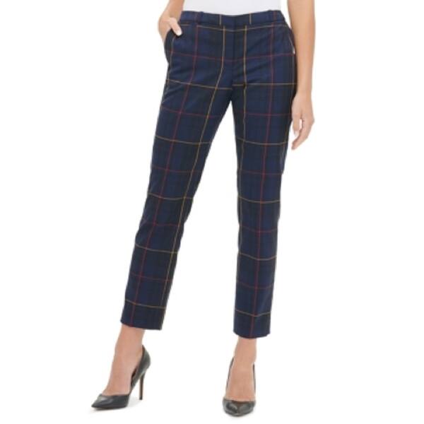 Tommy Hilfiger Women's Windowpane Print Ankle Pants Blue Size 14 - Bed ...