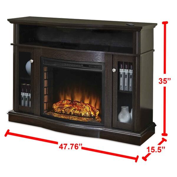 Pleasant Hearth Elliott 48" TV Stand with Electric Fireplace in Merlot ...