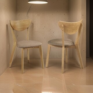 Evans Dining Chair Set of 2, Brown Fabric, Walnut Brown Hardwood, 17 ...