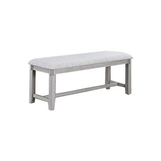 Peter 50 Inch Dining Bench, Fabric Upholstery, Cushioned, Driftwood ...