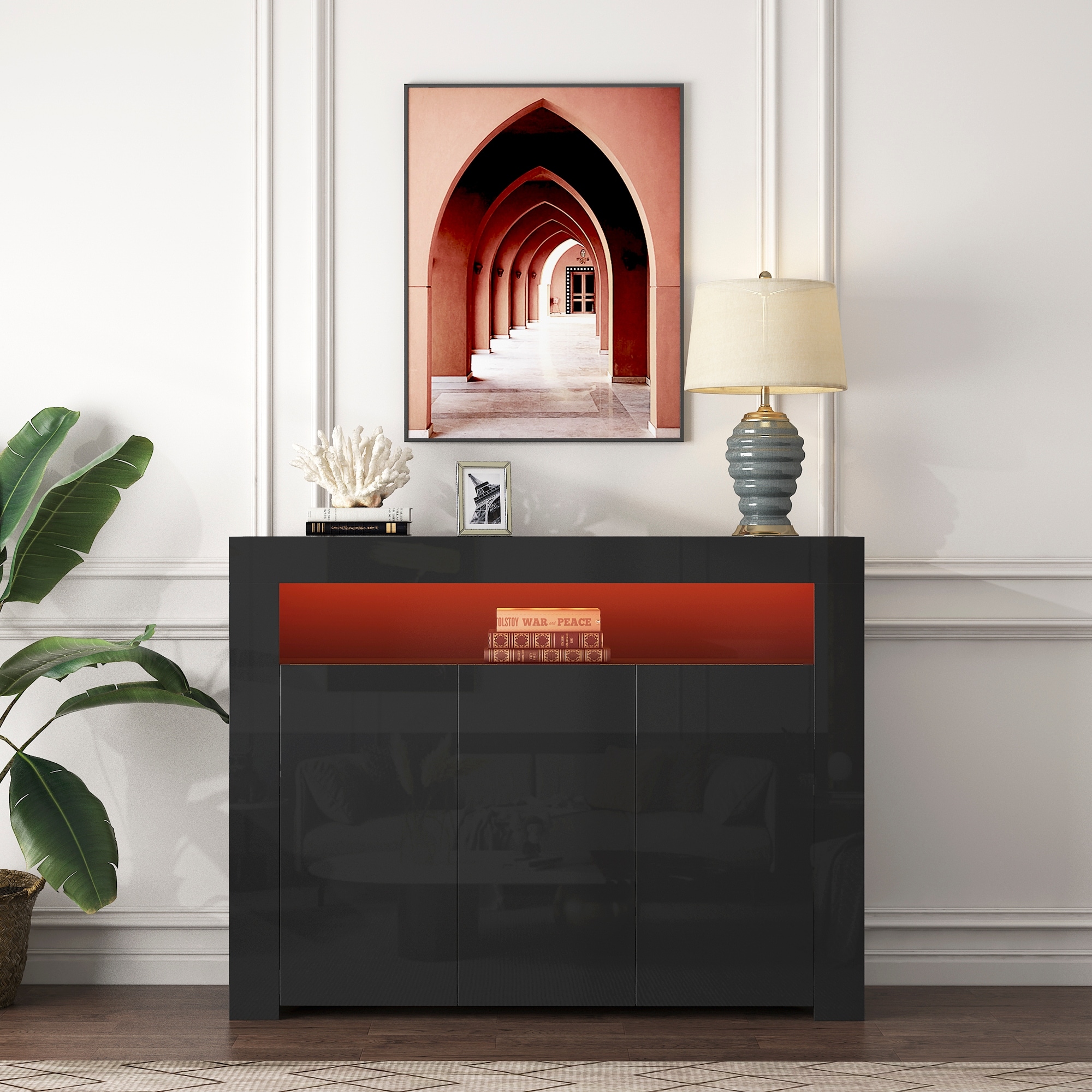 Black high gloss buffet store