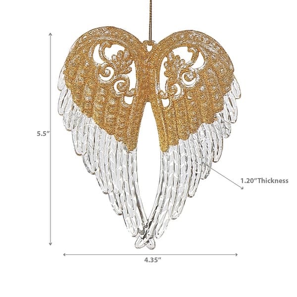 Christmas Acrylic With Gold Ornament Angel Wings - Set of 12 - Bed Bath ...