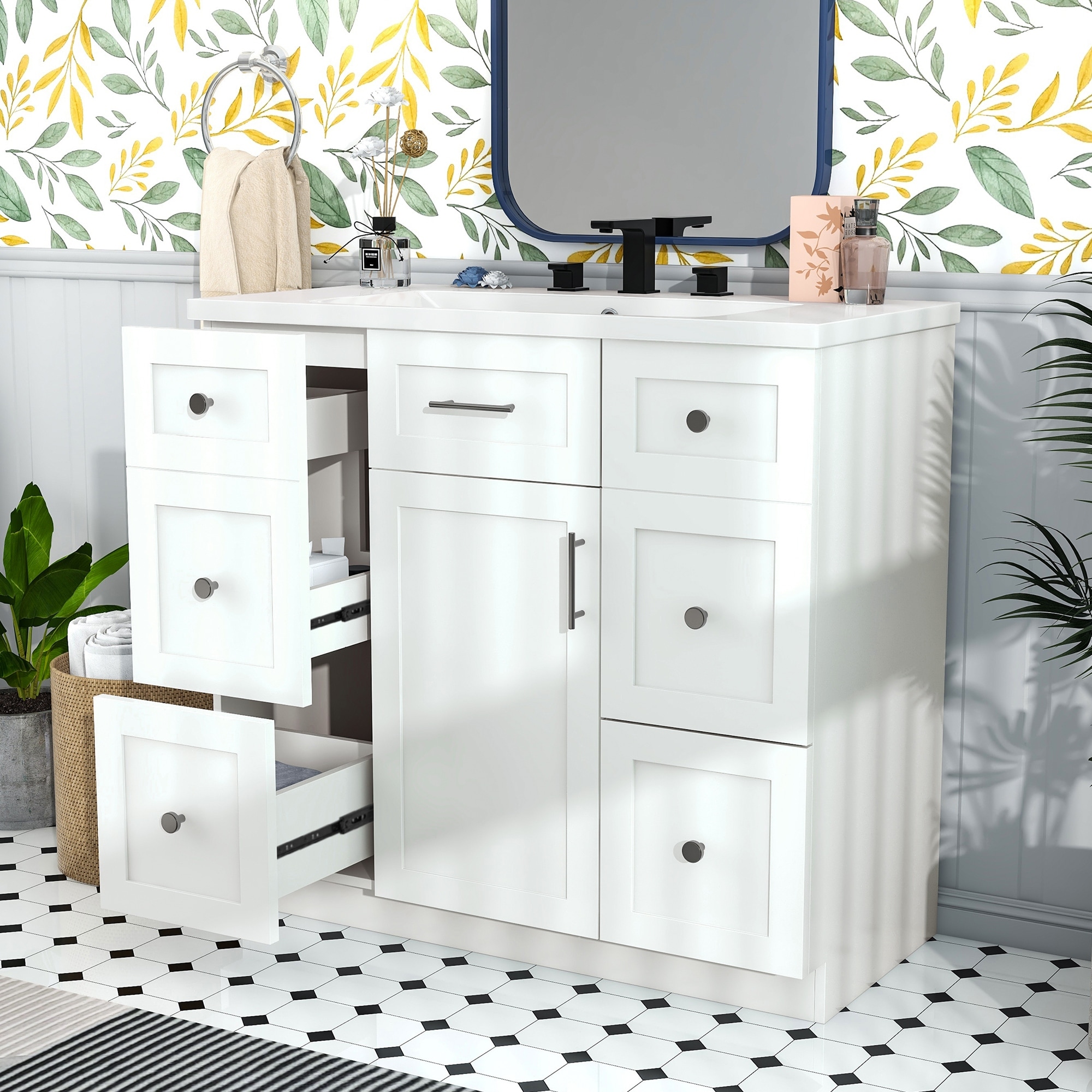 36" Bathroom Vanity with/without Sink Combo, Solid Wood Bathroom Vanity ...