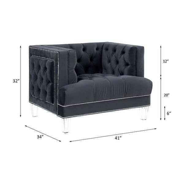 ACME Ansario Recessed Arm Tufted Accent Chair in Charcoal - Bed Bath ...
