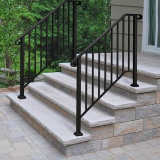 Metal Transitional Handrail Stair Railing Fits Level Surface fit 3 to 5 ...