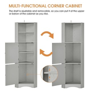 Triangle Corner Storage Cabinet Waterproof Bathroom Cabinet, Gray - Bed ...