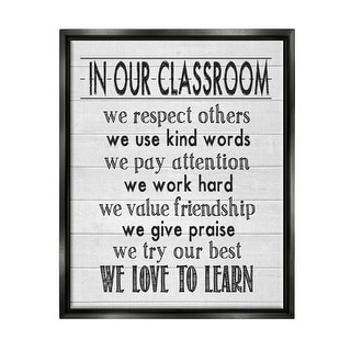 Stupell In Our Classroom Teacher Sign Framed Floater Canvas Wall Art by ...