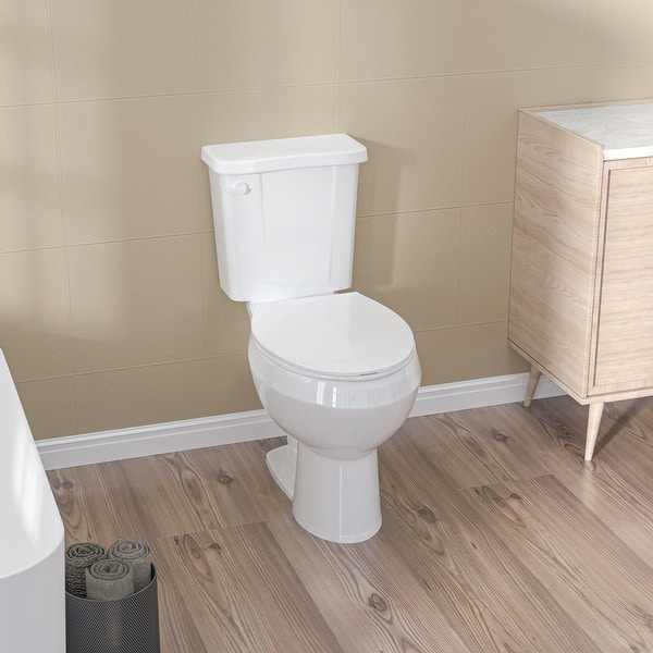 White Porcelain Corner 1.28GPF Two-Piece Siphonic Flush Elongated ...
