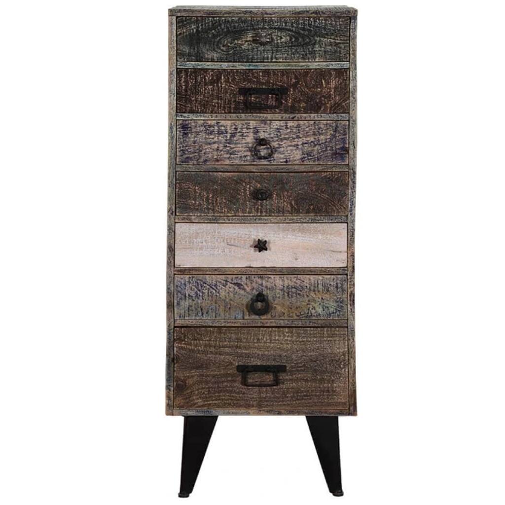 Hand Made Distress Mango Wood 7 Drawer Tall Chest - Overstock - 35096140