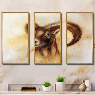Designart "Portrait of Wild Ram With Mighty Horns I" Modern Framed ...