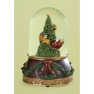 2 Musical Rotating Santa Claus Christmas Tree Snow Globe 7.75" - Bed ...