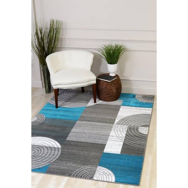 Luxe Weavers Modern Trendz Collection Turquoise 5x7 Geometric Area Rug ...