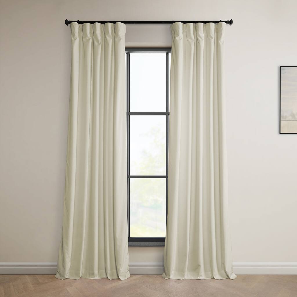 Exclusive Fabrics Signature Light Beige Velvet Curtain (1 Panel ...