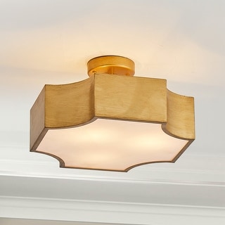 Classic Gold Metal 3-Light Semi-Flush Mount Ceiling Light - 15 Inches ...