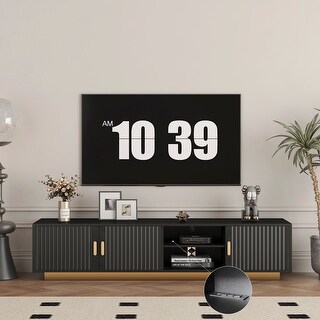 Modern TV Stand Desk Media Cabinet with LED Lights with Storage ...