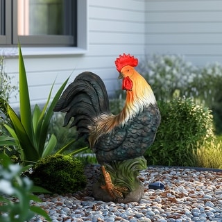 Concrete Rooster Decor,Yard Chicken Decorations,Outdoor Garden Statues ...