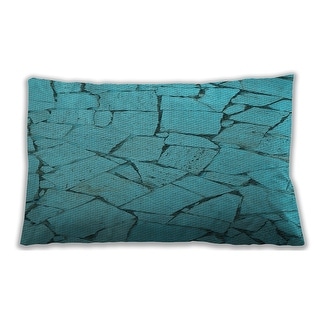 Ahgly Company Patterned Indoor-Outdoor Bright Cyan Blue Lumbar Throw ...