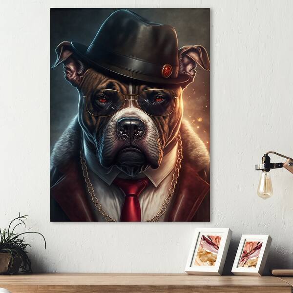 Designart 'Mafia Pitbull III' Animals Dog Pitbull Gangster Mafia Metal ...
