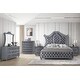 Judye 3 Piece Gray Velvet Upholstered Tufted Panel Bedroom Set - Bed ...