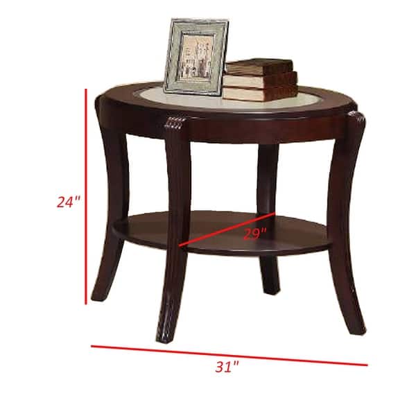 Lyn 31 Inch Side End Table with Oval Glass Top and Lower Shelf, Brown ...