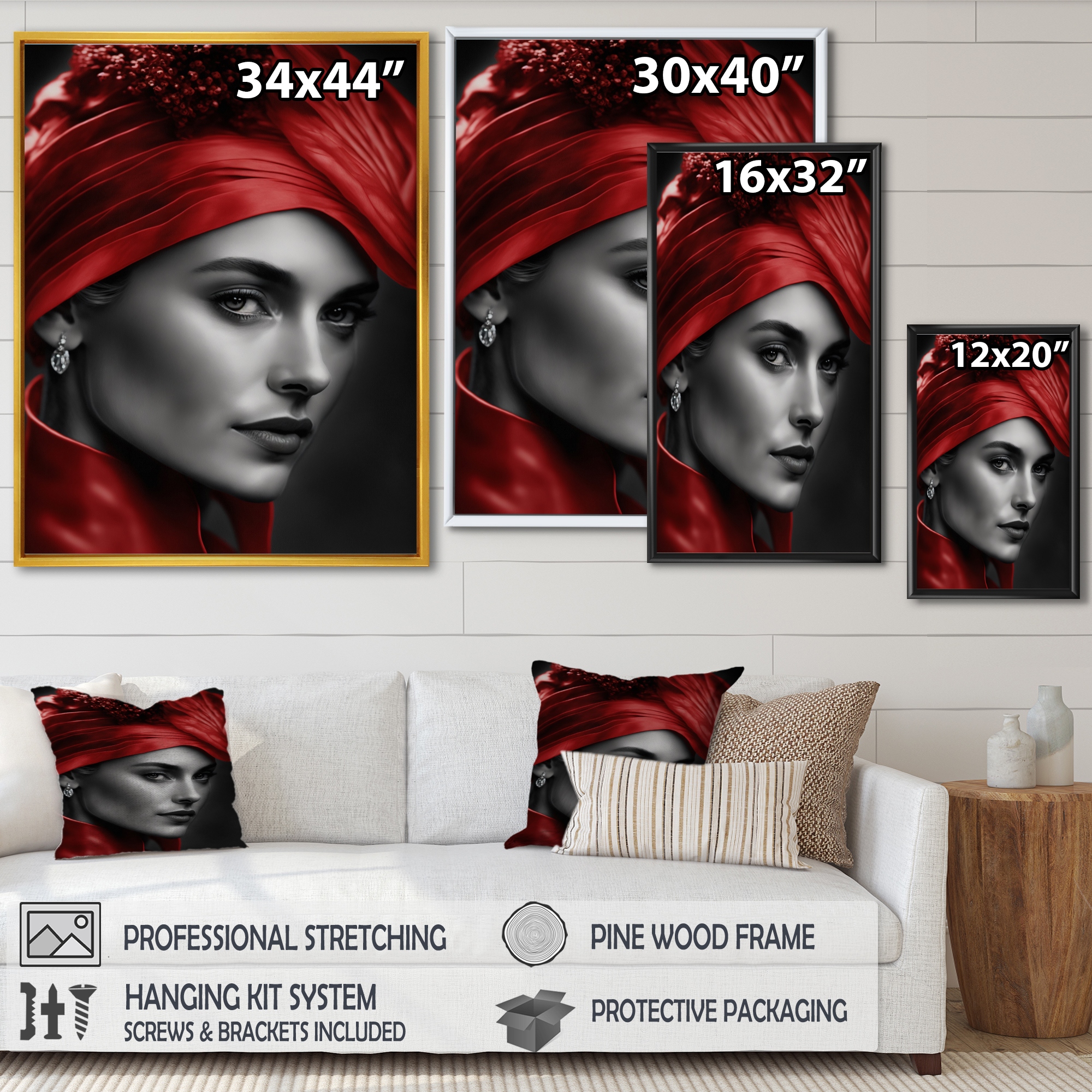 Designart Vintage Red Mystery Woman Sensual Framed Canvas Print Bed Bath And Beyond 38264888 