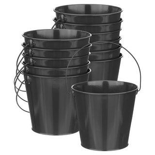 12 Pack Small Metal Bucket with Handle, Galvanized Buckets - Black ...