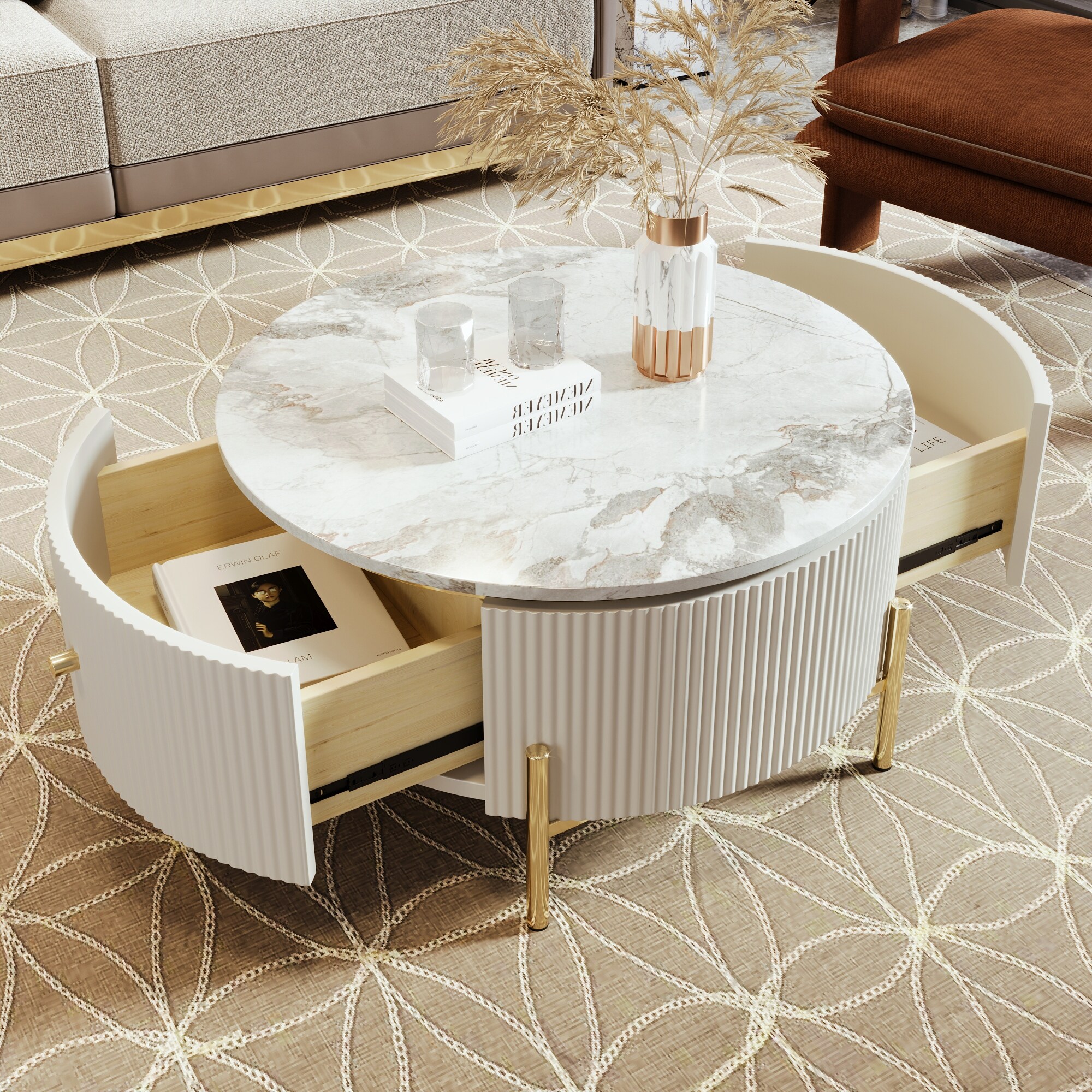 Coffee Table Accent Table Storage Center Table with Drawers Off White Bed Bath Beyond 42143411