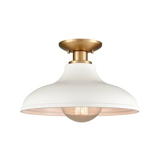 Elk Home Grenville Brushed Gold With White Shade 1 Light Semi Flush ...