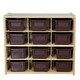Contender 12 Cubby Storage Unit with Brown Bins, Hardwood Kids Storage ...