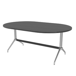 7Ft Racetrack Shaped Conference Table With Trestle Base Power And Data ...
