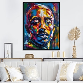 Designart "Popart 2 Pac Singer II" Celebrity Framed Canvas Wall Art ...