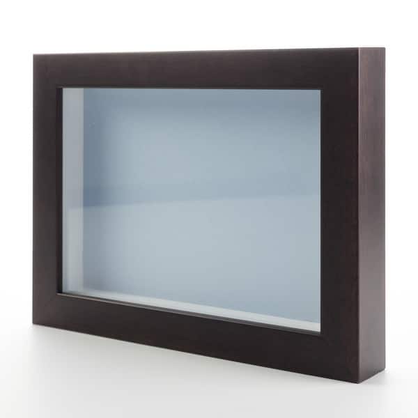 Dark Brown 24x36 Wood Shadow Box with Blue Acid-Free Backing - With 5/8 ...