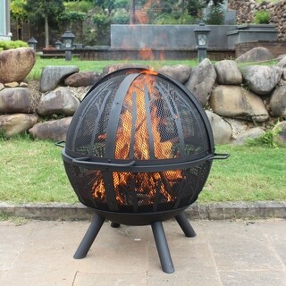 Lava Star 35 inch Ball Fire Pit with Grill for Outside Patio - Bed Bath ...