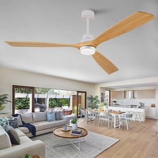 72 Inch Modern Ceiling Fan With 3 Color Dimmable 3 Solide Wood Blades ...