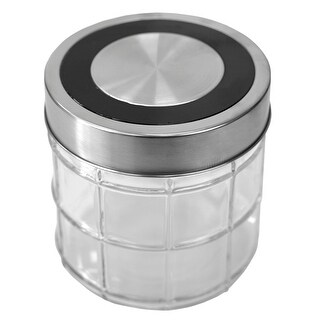 Home Basics Chex 22 oz. Small Glass Canister with Stainless Steel Lid ...