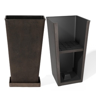 Tall Planters Set of 2, 20 inch Large Tapered Square Planters for ...